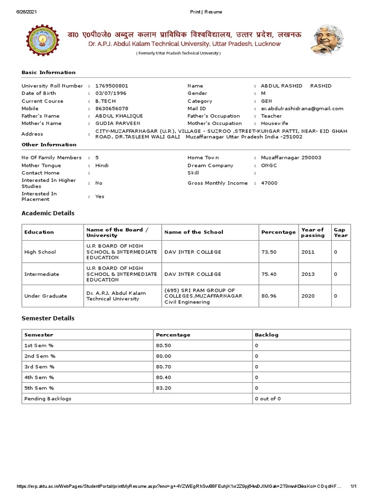 Basic Information: Academic Details | PDF