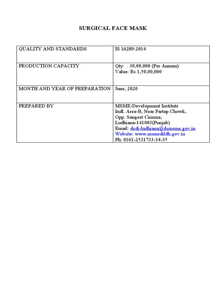 Surgical Mask Production Guide | PDF | Nonwoven Fabric
