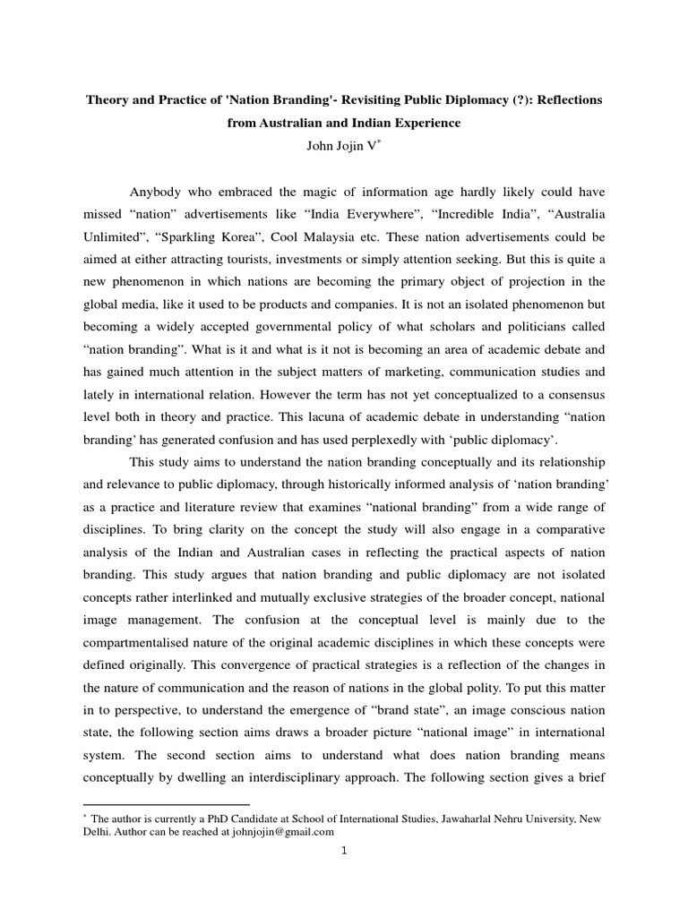 Theory and Practice of Nation Branding R | PDF | Brand | Public Diplomacy