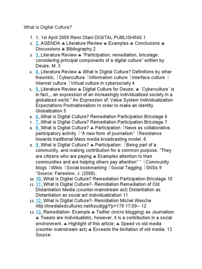 Defining Digital Culture Concepts | PDF | Information And ...