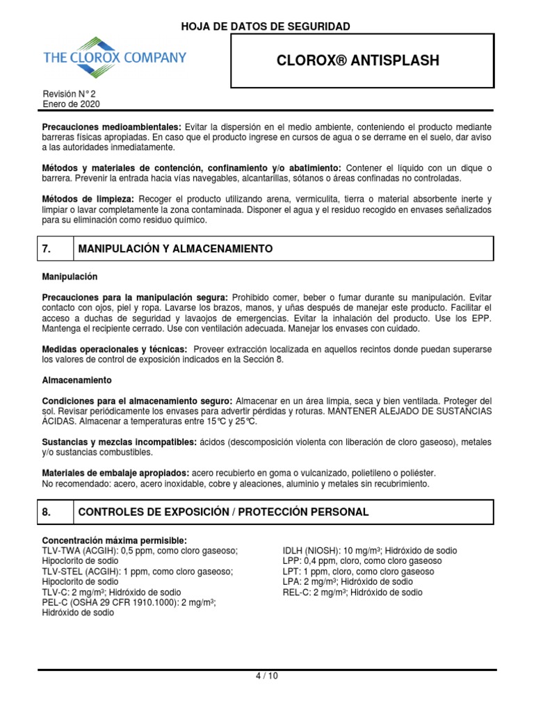 Isp Clorox 4 | PDF | Cloro | Agua