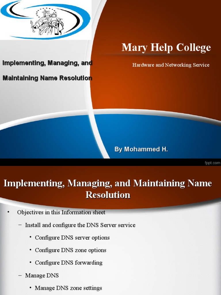 Mary Help College: Implementing, Managing, and Maintaining Name Resolution | PDF | Domain Name ...