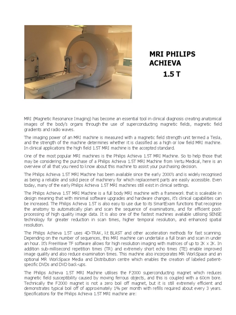 MRI PHILIPS ACHIEVA - Brochure | Download Free PDF | Magnetic Resonance ...