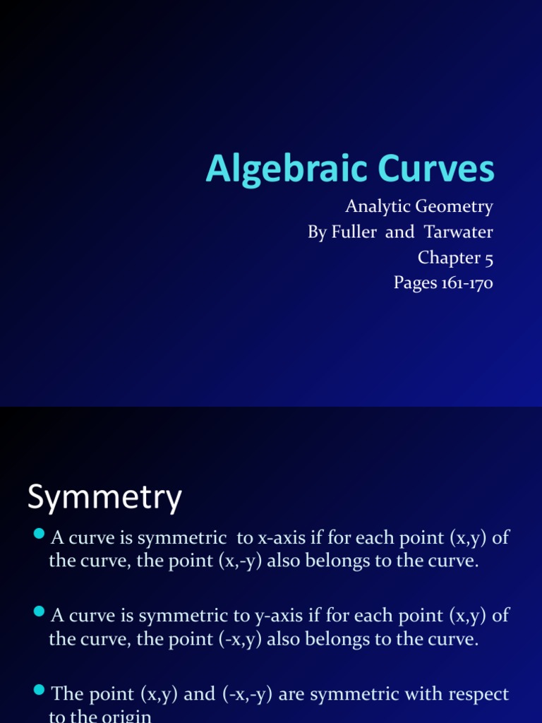 Algebraic Curves: Analytic Geometry by Fuller and Tarwater Pages 161 ...