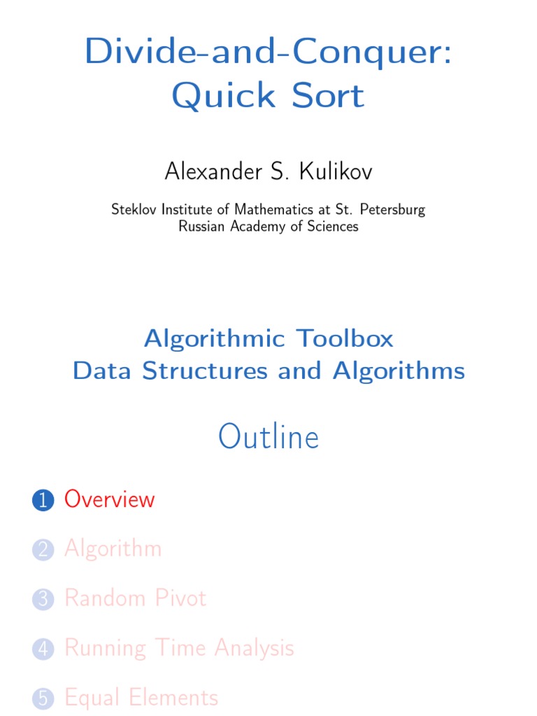 3 Divide and Conquer 5 Quicksort | PDF | Algorithms And Data Structures | Theoretical Computer ...