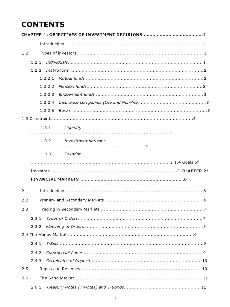 Investment Analysis and Portfolio Management Notes | PDF | Repurchase ...