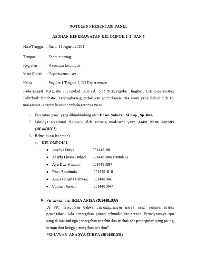 Notulen Presentasi Kepji Kel 1,2,3-2 | PDF