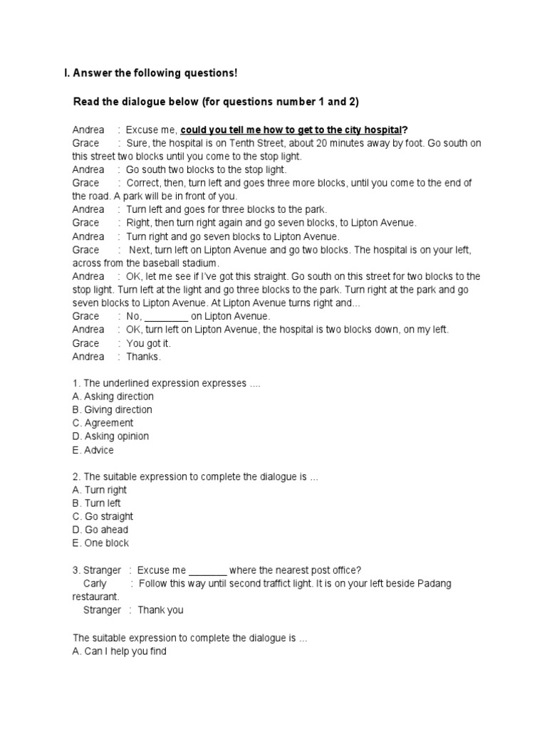 Soal-Soal Asking About Direction | PDF