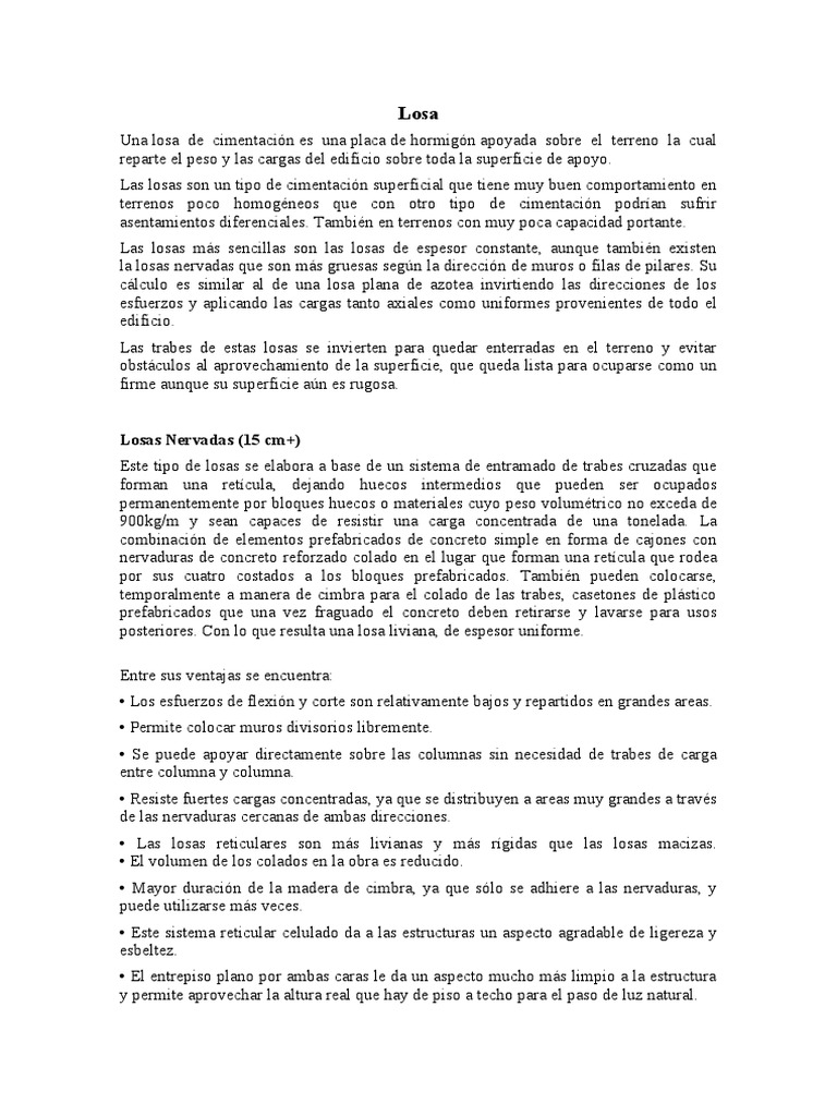 Losa 15 CM | PDF | Fundación (Ingeniería) | Hormigón
