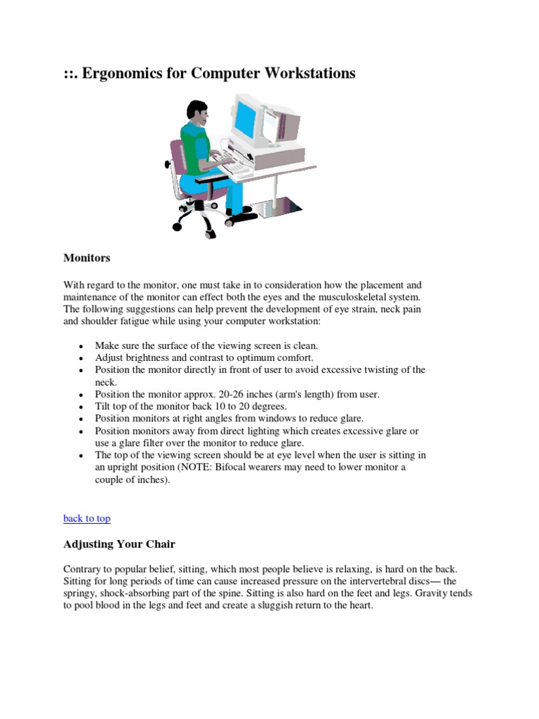 Ergonomics For Computer Workstations | PDF | Chair | Computer Keyboard