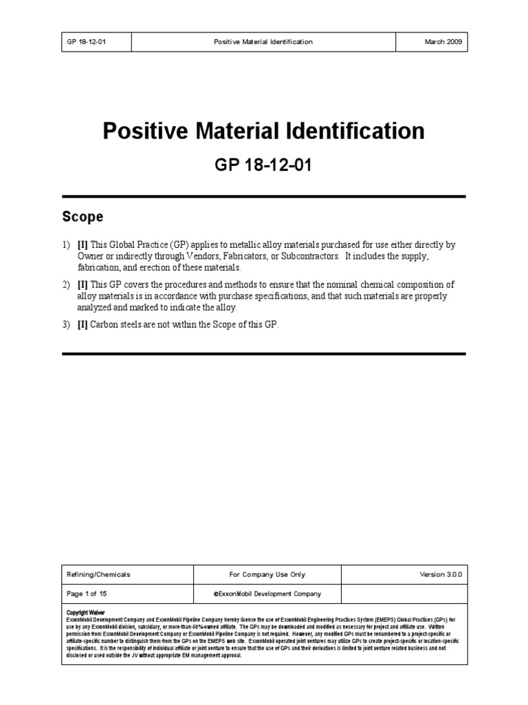 Positive Material Identification: Scope | PDF | Pipe (Fluid Conveyance ...