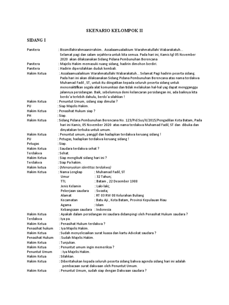 SKENARIO KELOMPOK II - PKN Sidang | PDF