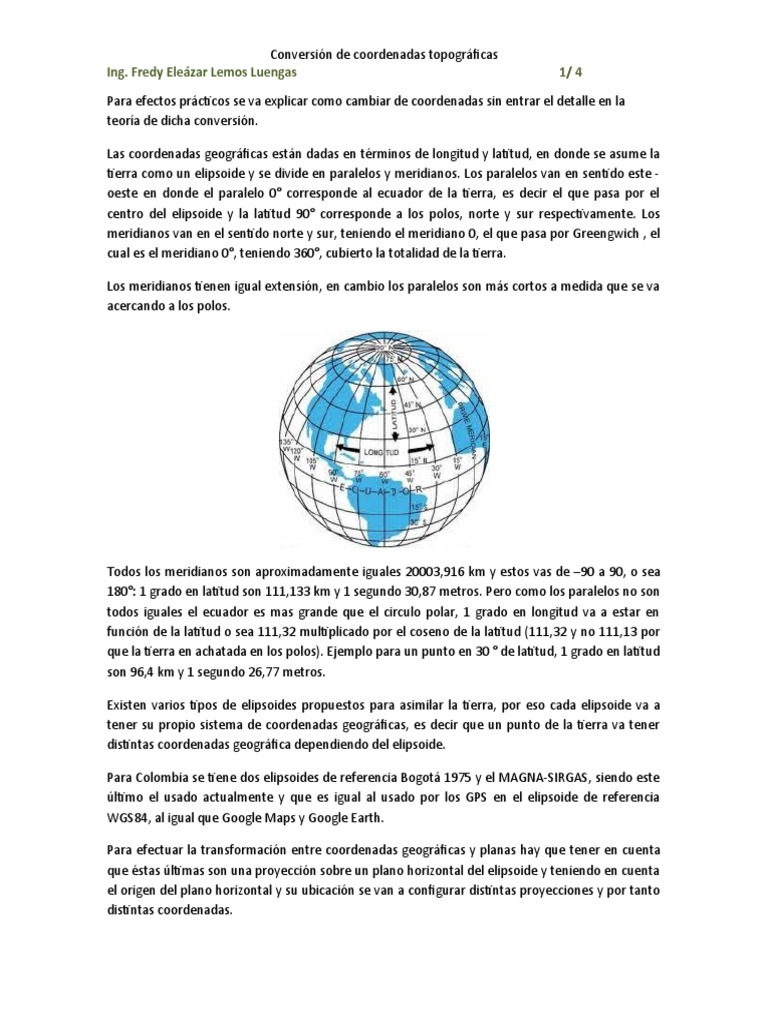 Conversión de Coordenadas | PDF | Geografía | Cartografía