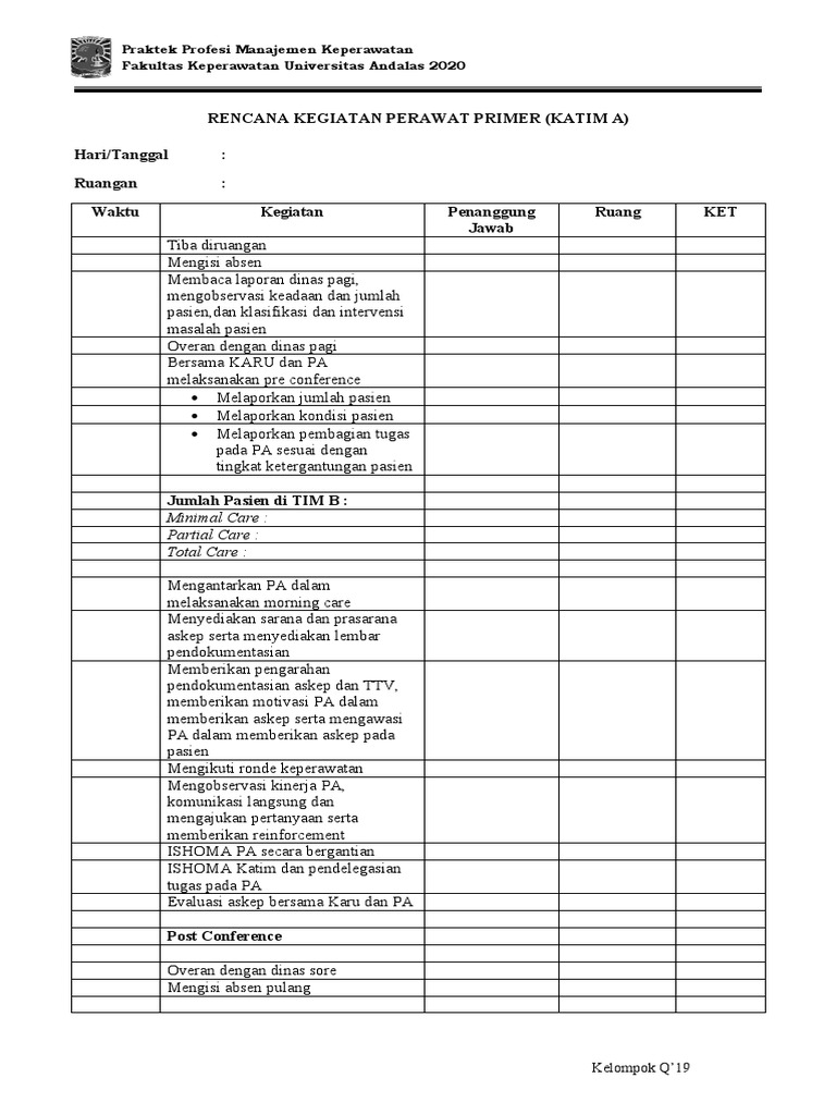 6 Rencana Kegiatan Karu Katim PP | PDF