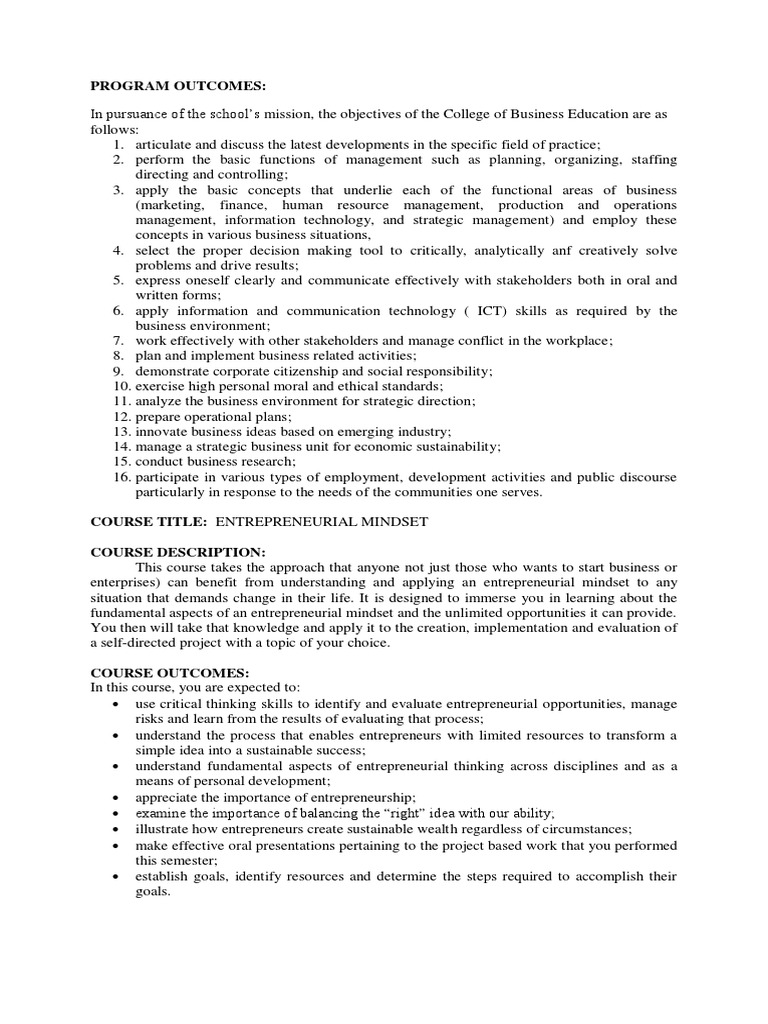 Gee2 Module 1 Pdf Entrepreneurship Mindset 