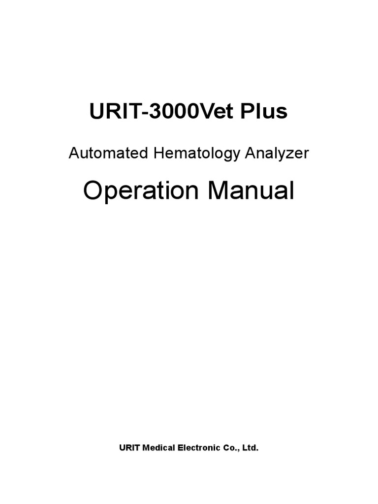 Urit-3000vet Plus Qt版 触摸 标准前壳 英文使用说明书 改欧代-20190827 | PDF | Red Blood Cell | White Blood Cell