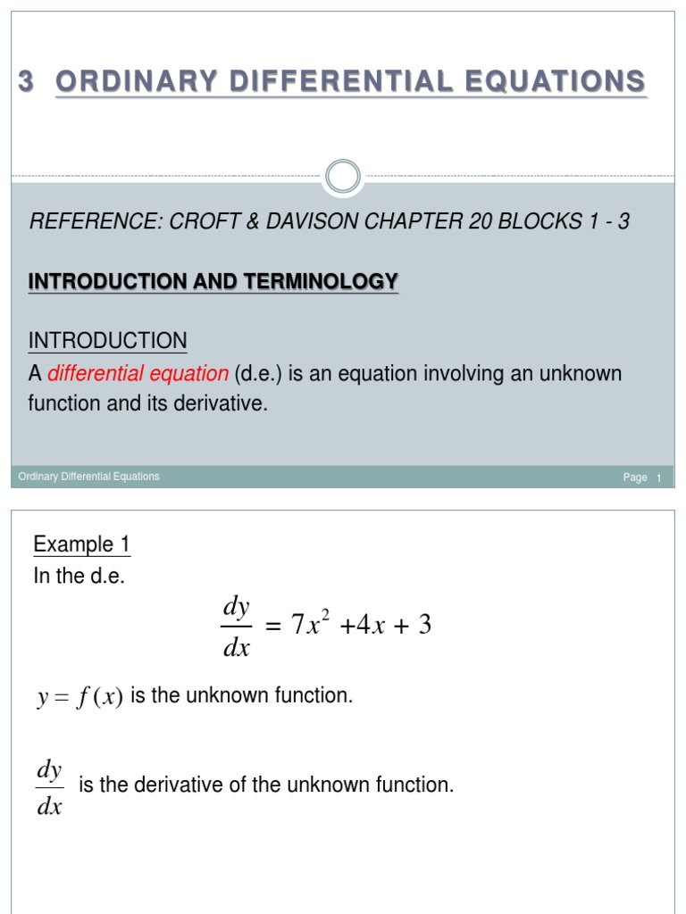 Chapter 3. ODE | PDF | Ordinary Differential Equation | Equations