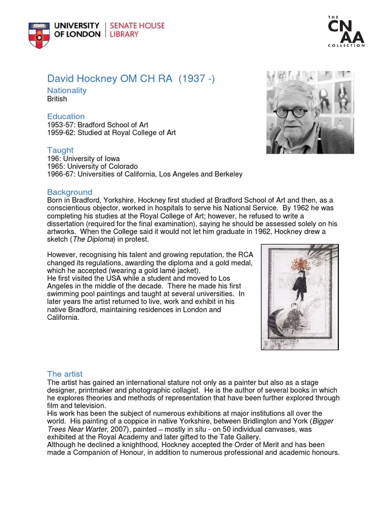 David Hockney Biography | PDF | Lithography | The Arts