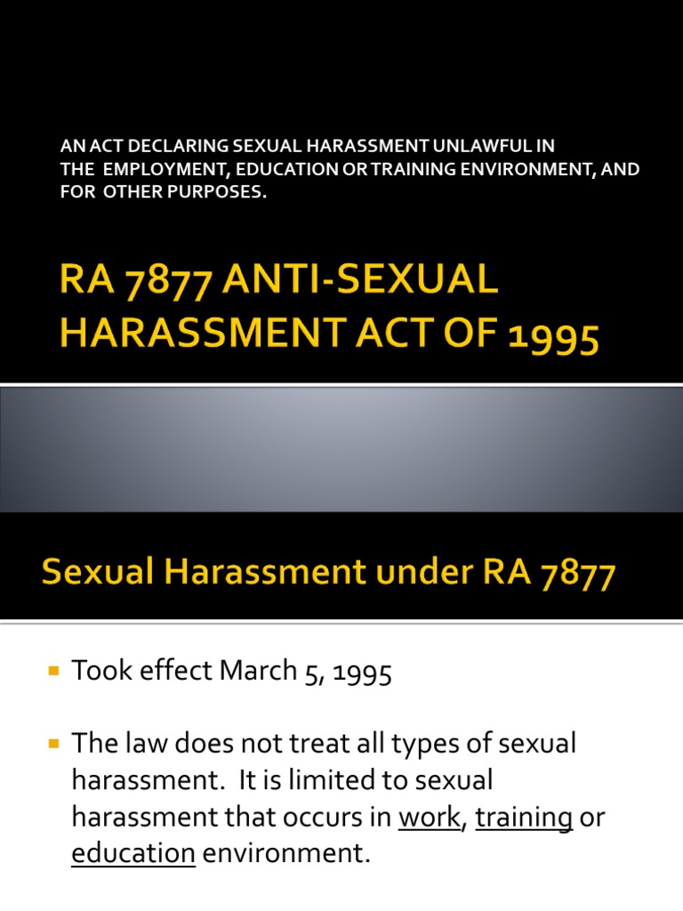 Ra 7877 Anti-Sexual Harassment Act of 1995 | Download Free PDF | Sexual ...