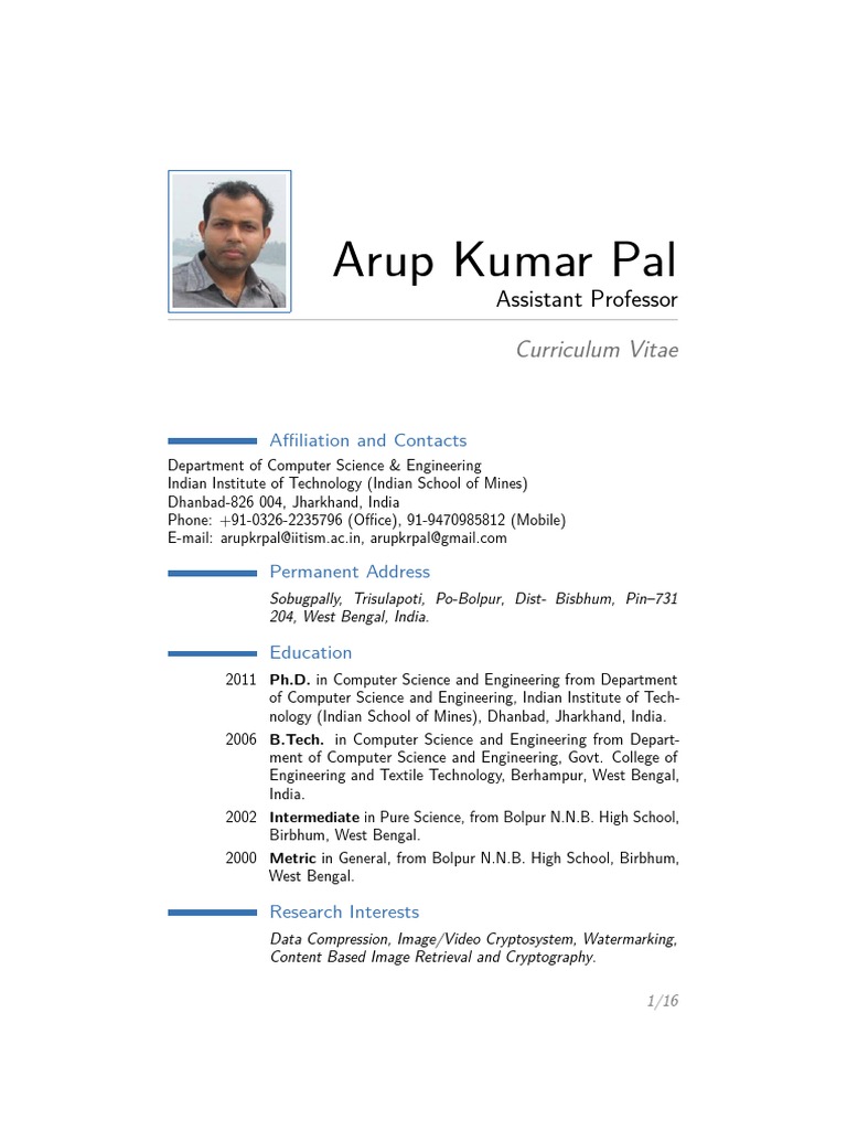 Arup Kumar Pal: Assistant Professor | PDF | Data Compression | Cryptography