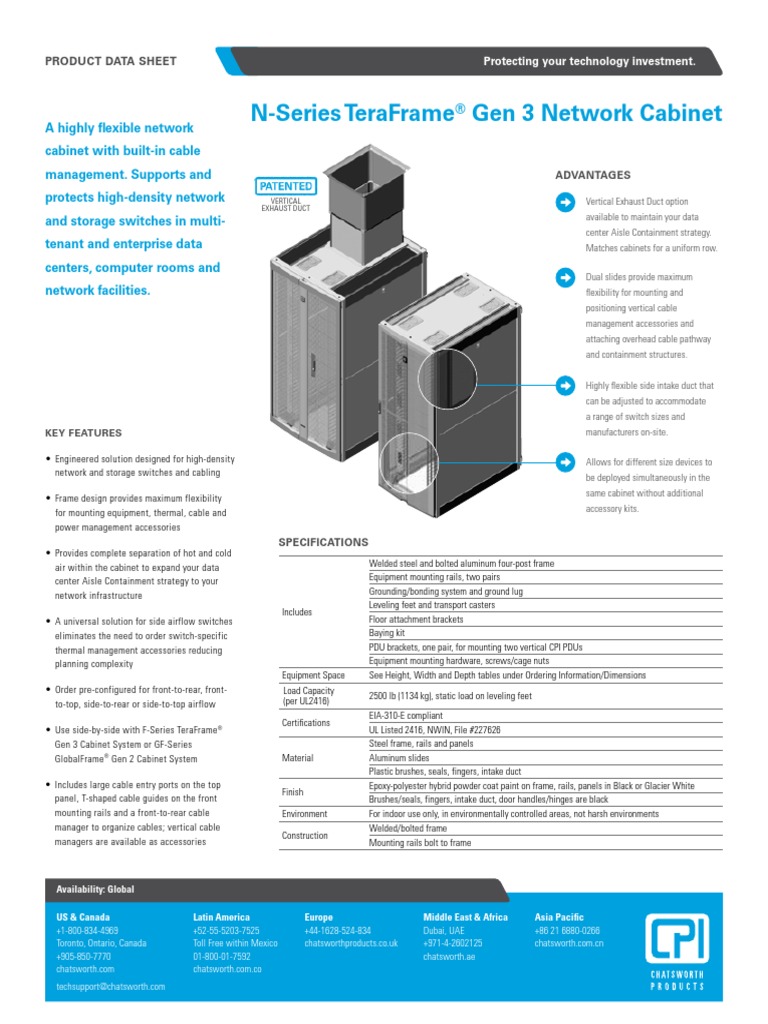 N-Series Teraframe Gen 3 Network Cabinet: Product Data Sheet | PDF ...
