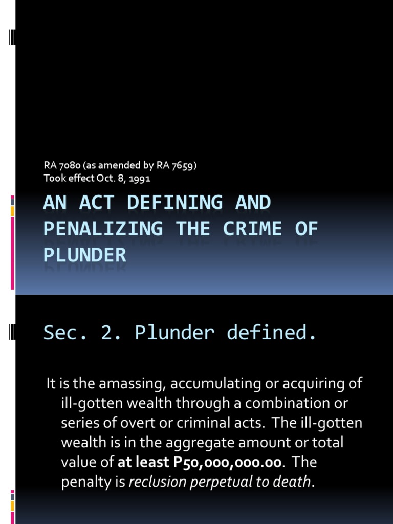 RA 7080 Plunder | PDF | Crimes | Crime & Violence