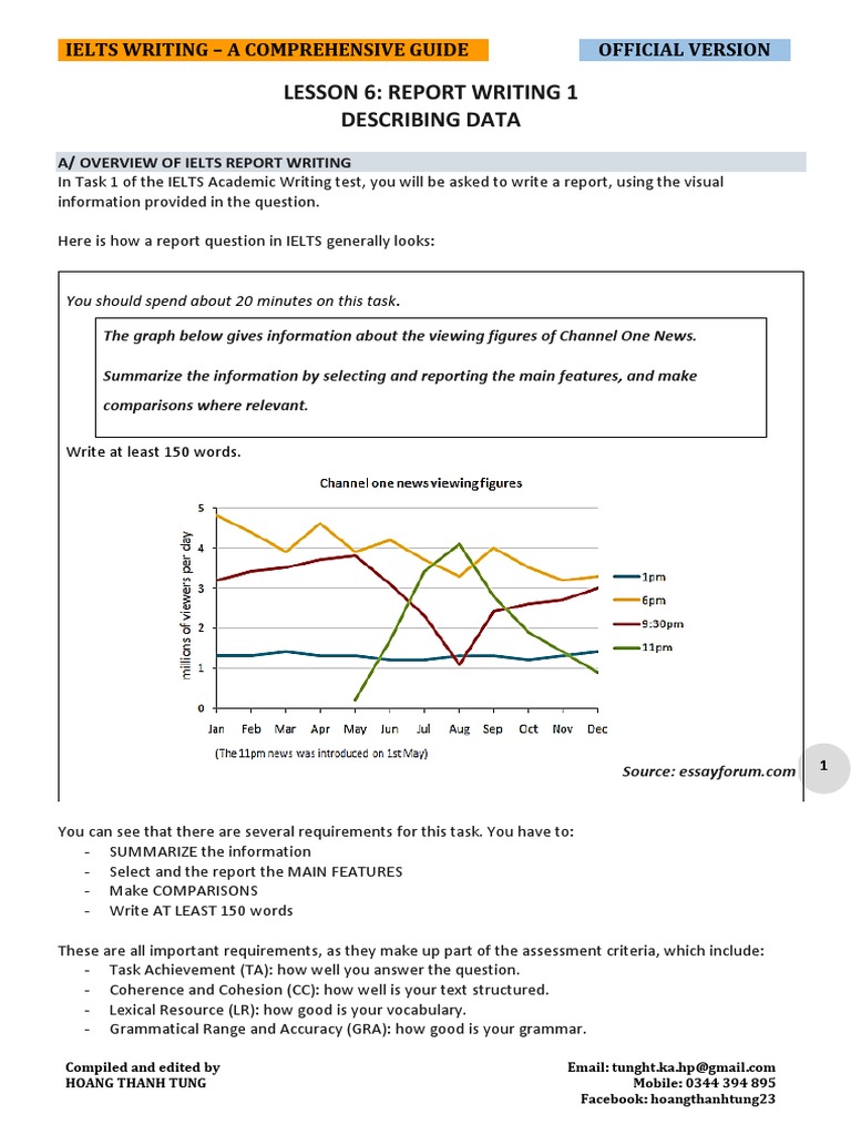 Lesson 6: Report Writing 1 Describing Data: Ielts Writing - A ...