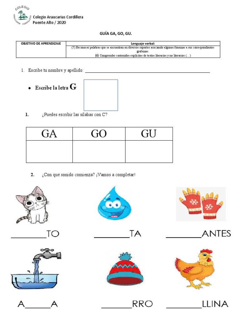 Actividades de Aprendizaje: GA, GO, GU | PDF