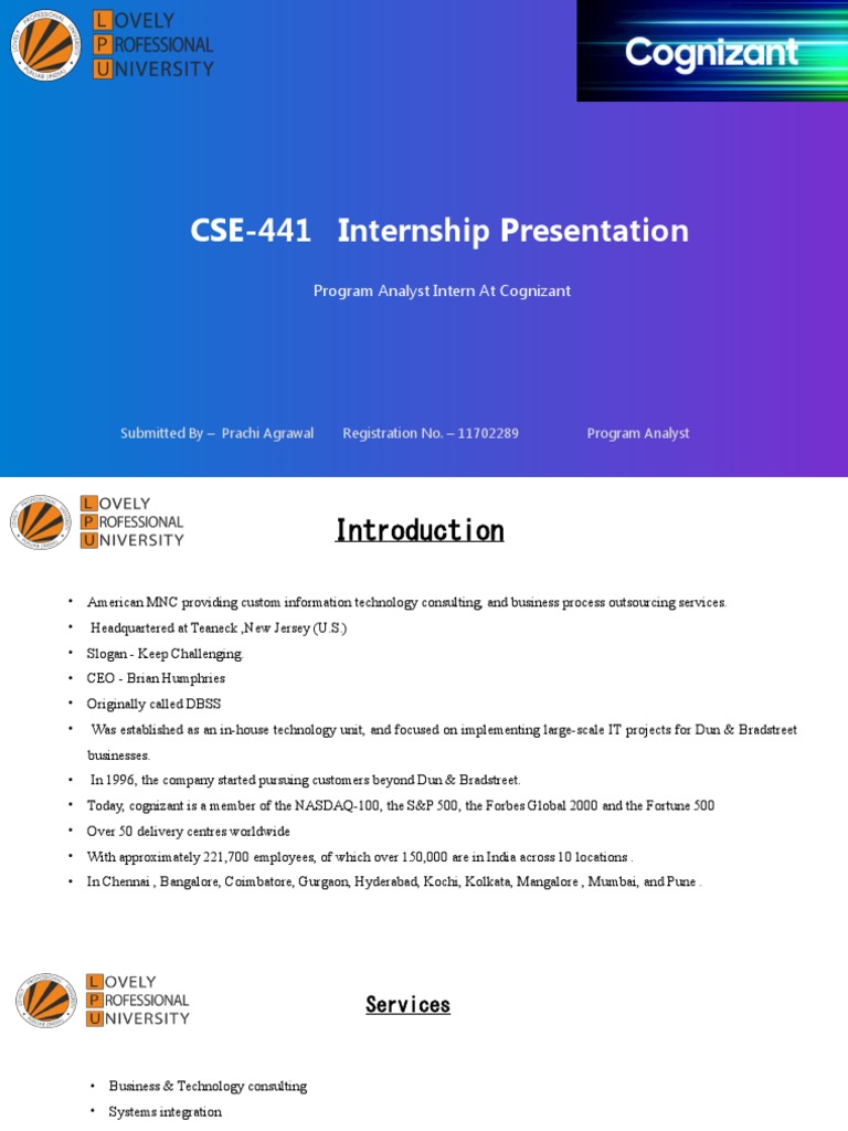 CSE-441 Internship Presentation: Program Analyst Intern at Cognizant ...