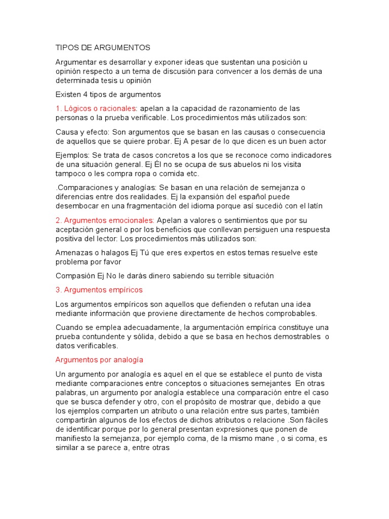 Tipos de Argumentos | PDF