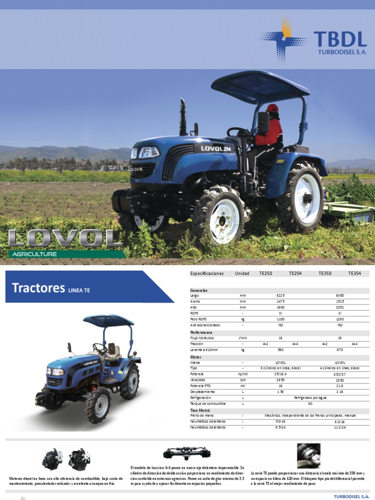 Tractores Lovol TE Folleto | PDF | Eje | Transmisión (Mecánica)