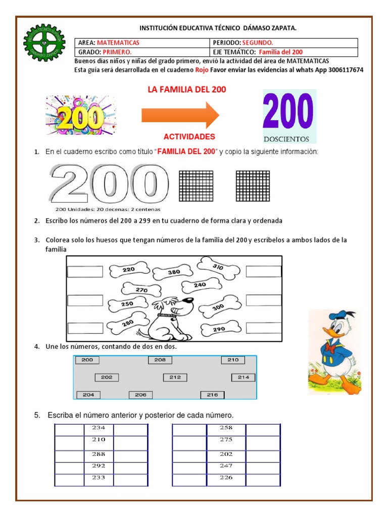 Hojas De Trabajo De La Familia Numérica