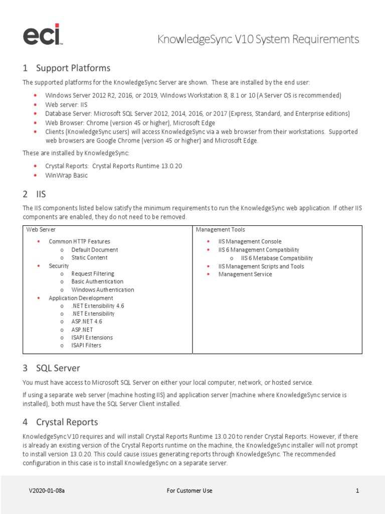 Knowledgesync V10 System Requirements: 1 Support Platforms | PDF ...