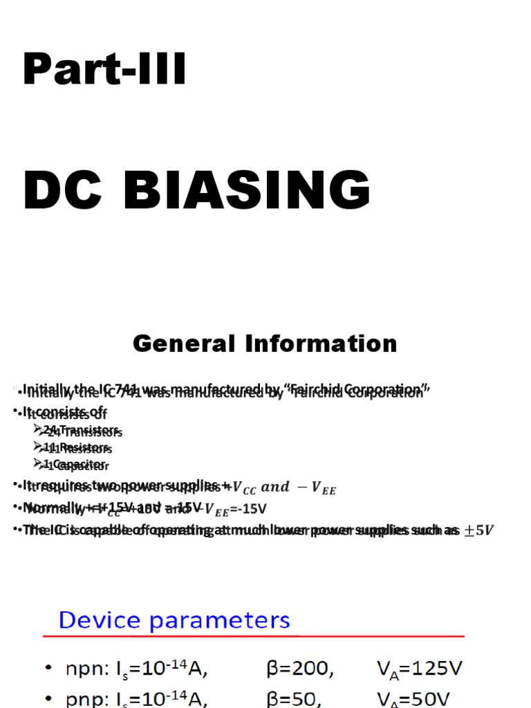 Part-III: DC Biasing | PDF | Operational Amplifier | Amplifier