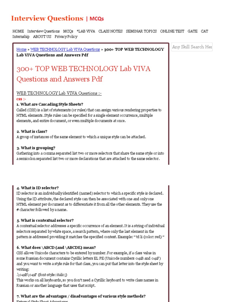300+ Top Web Technology Lab Viva Questions and Answers PDF | PDF | Html ... 300+ Top Web Technology Lab Viva Questions and Answers PDF | PDF | Html ...