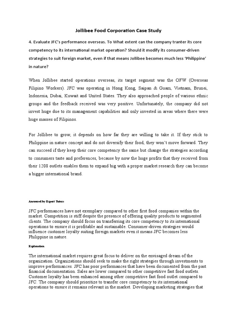 Jollibee Case Study | PDF | Business Process | Business