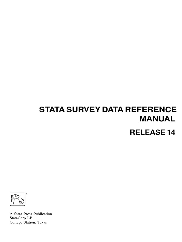 Stata Survey Data Reference Manual: Release 14 | PDF | Sampling (Statistics) | Resampling ...