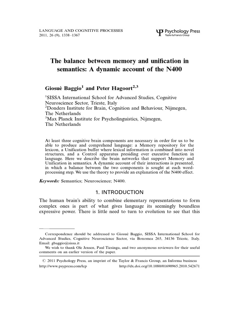 The Balance Between Memory and Unification in Semantics: A Dynamic ...