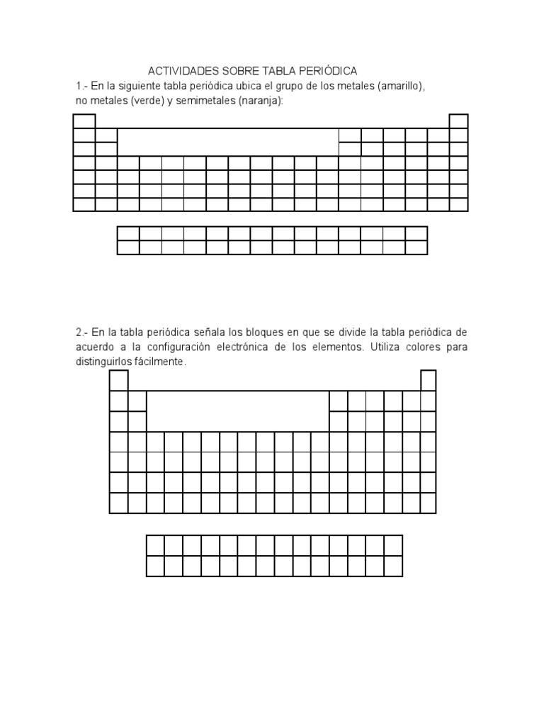Actividadessobretablaperidica | PDF | Elementos químicos | Tabla periódica