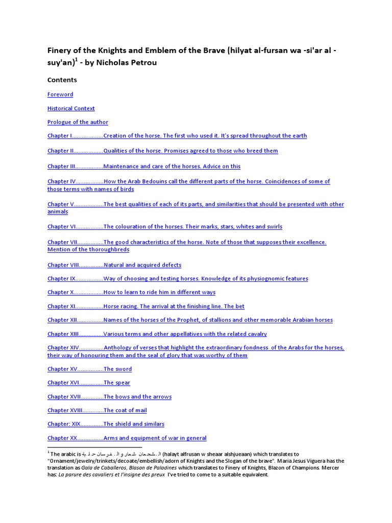 Knights' Finery and Horse Care Guide | PDF | Al Andalus | Ali