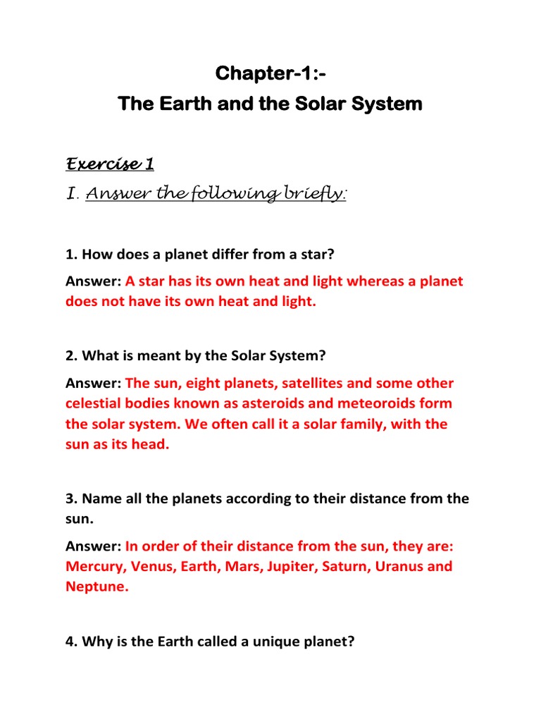 CH-1 The Earth and The Solar System | PDF