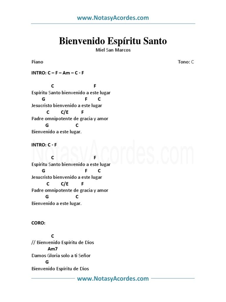 Bienvenido Espiritu Santo Miel San Marcos | PDF Bienvenido Espiritu Santo Miel San Marcos | PDF