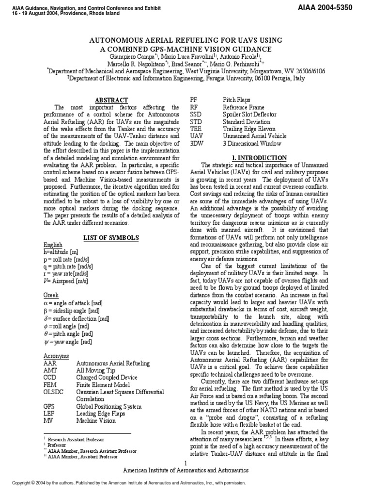 Autonomous Aerial Refueling For Uavs Using | PDF | Unmanned Aerial Vehicle | Aerial Refueling