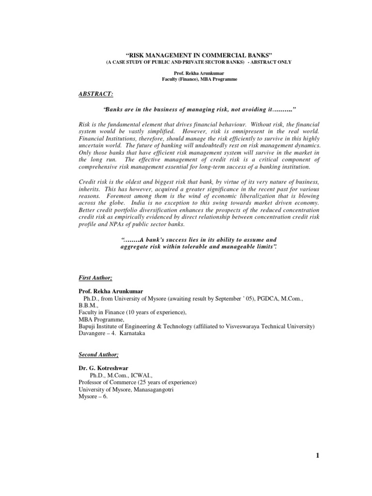 Risk Management in Commercial Banks | PDF | Banks | Risk Management