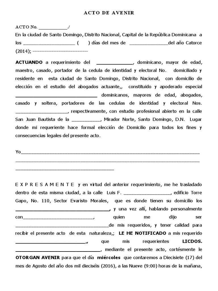 Acto de Avenir Demanda en Nulidad, 111111112222 | PDF | República ...