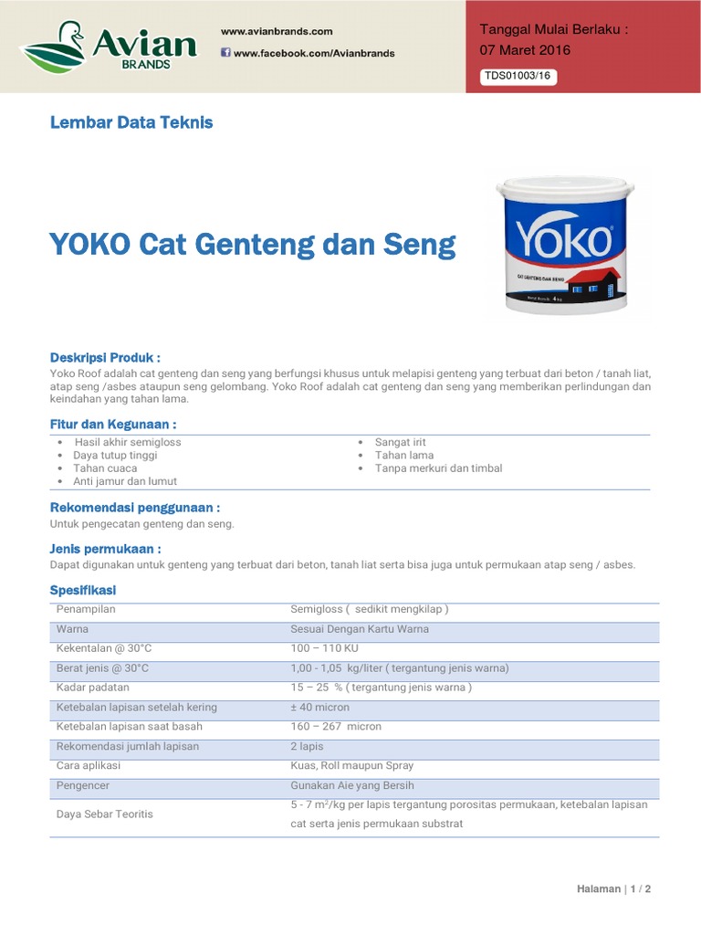 Katalog Yoko Cat Genteng dan Seng | PDF