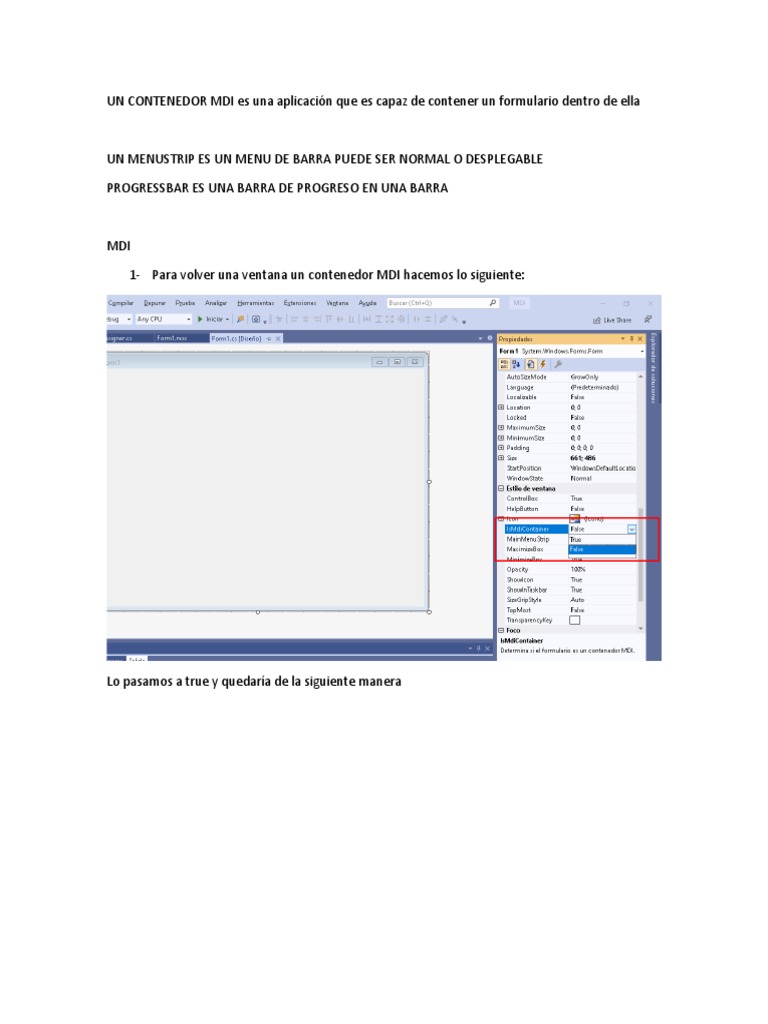 Formulario MDI, MenuStrip y ProgressBar | PDF