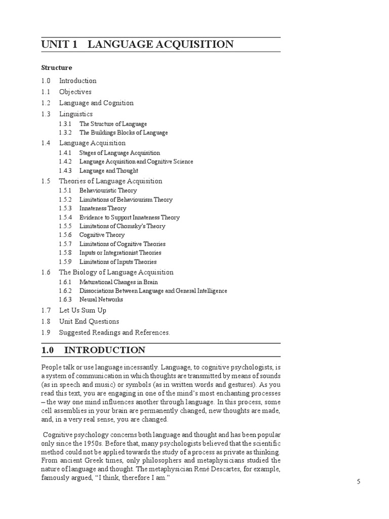 Language Acquisition Ignou Notes | PDF