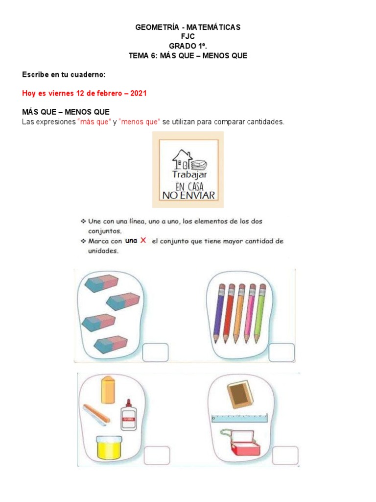 Matemáticas Mas Que y Menos Que. Tema 6 Febrero 12 - 2021 | PDF