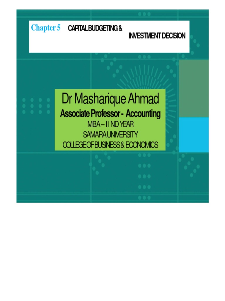CHAPTER - 5 Capital Budgeting & Investment Decision | PDF | Capital ...